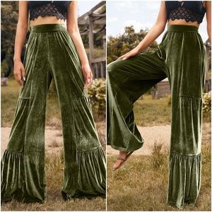 BellanBlue | Pants & Jumpsuits | Luxurious Velvet Bell Bottom Ruffle ...